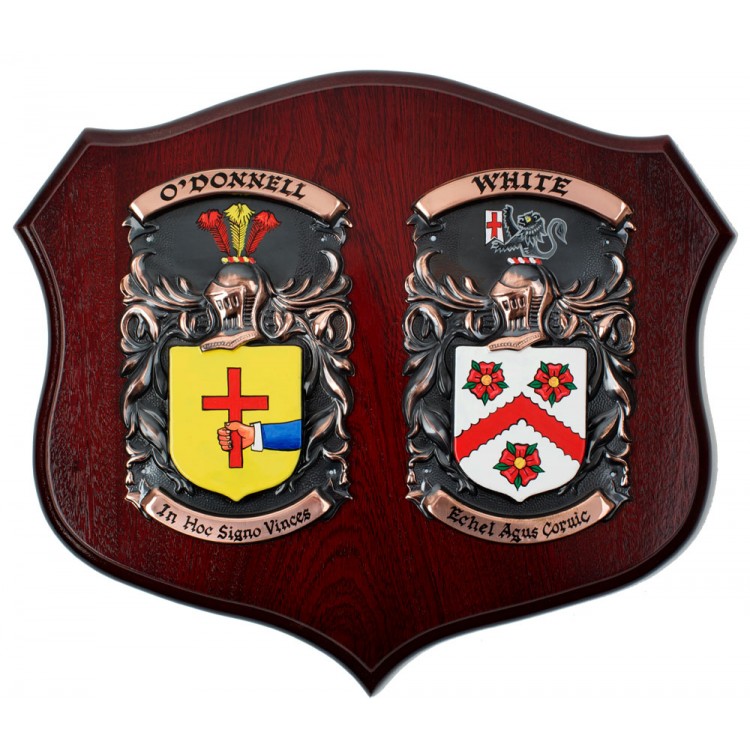 Handpainted Double Family Coat Of Arms Family Crest Plaque Large 18 Handpainted Double Family Coat Of Arms Family Crest Plaque Large 18